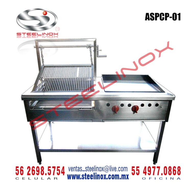 ASADOR TIPO ARGENTINO CON PLANCHA 1 - Steelinox Muebles de Acero Inoxidable